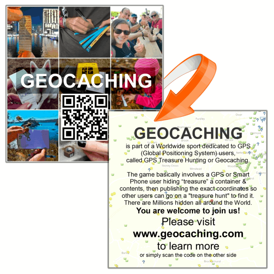 Geocaching Information Hand Out Card x 25 - Small Square 55mm x 55mm ...